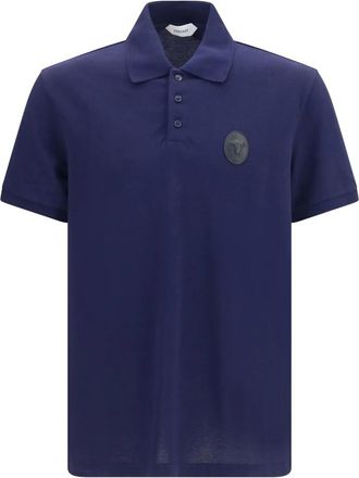 Versace Polohemd aus Baumwoll-Piqu&eacute; mit Medusa-Patch - - Tops - Herren - Blau - XL