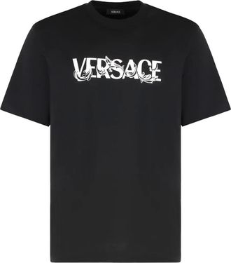 Versace t-shirt à logo imprimé - Noir