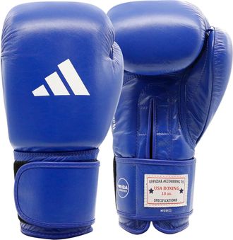 adidas IBA Boxhandschuhe mit Klettverschluss, für Training, Punchen und Boxen - für Damen und Herren (10 Unzen, Blau)