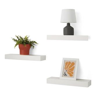 Amazon Basics Lot de 3 &eacute;tag&egrave;res murales flottantes en Bois, Blanc, 40,1 x 12,7 x 4,6 cm