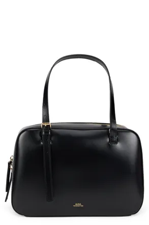 A.P.C. Glossy Calfskin Top Handle Bag - Black