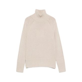 Max Mara Femme, Pulls, Beige, Taille: 42 FR Col roul&eacute;s