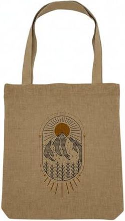 Fabulous Sac Shopping Tote Bag Aspect Lin - Montagne Style Boh&eacute;mien Nature Paysages - Sac de Courses Toile Epaisse 360g Beige Naturel Cabas Port&eacute; Epaule Solide