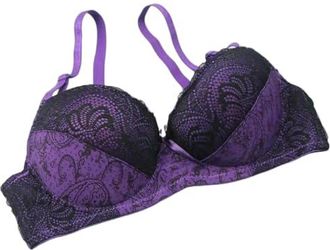Generic CHJAN BCDE Soutien-gorge &agrave; lacets brod&eacute; grande taille pour femmes 34 36 38 40 42 soutien-gorge style impression lingerie f&eacute;minine, violet, C