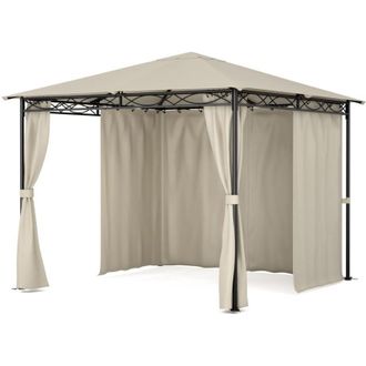 Blumfeldt Blumfeldt - Mondo Pavillon de jardin avec auvent 295x262x295 cm Pergola Jardin Ext&eacute;rieur acier polyester Pergola beige