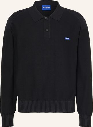 HUGO BOSS Hugo Strick-Poloshirt San Petty Oversized Fit schwarz