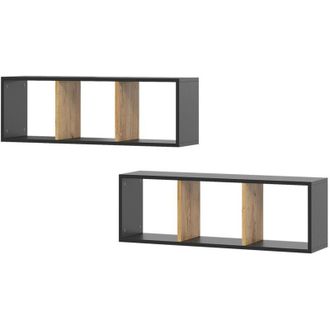 Vicco Wandregal Tomy, Anthrazit/Goldkraft Eiche, 90 x 30 cm 2er Set