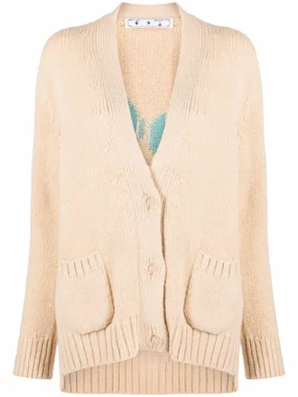 Off-white cardigan oversize &agrave; logo - Tons neutres