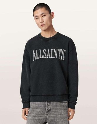 AllSaints Dash - Sweat ras de cou - Noir d&eacute;lav&eacute;