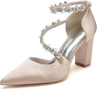 Miyoopark Chaussures de soirée à talons pour femmes avec chaînes, J583 Champagne 3 4 Talon, 36 EU