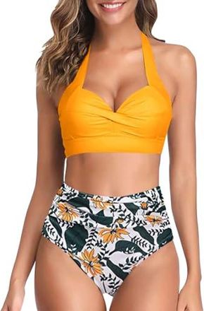 Generic Ensemble bikini sexy et &eacute;l&eacute;gant pour femme - Deux pi&egrave;ces - Col en V - Triangle - Push Up - Bikini de plage - Maillot de bain ventre plat - Haut de bik