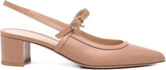 Gianvito Rossi Femme, Chaussures, Beige, Taille: 40 EU Allette Escarpin &agrave; Talon Bas en Cuir de Veau