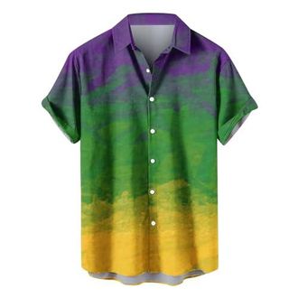 Generic Costume de carnaval pour homme - Chemise &agrave; manches courtes - Avec boutonni&egrave;re - Chemise d&eacute;t&eacute; tendance - Streetwear - Chemise &agrave; manches courtes pour ho