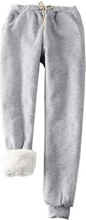 ORANDESIGNE Pantalon 2019 Nouveau Hiver Fashion Pantalon Femme Polaire Chaud, Suède Cofortable Mode Pants de Nuit Pyjamas Noel Confortable Casual Gris Clair M