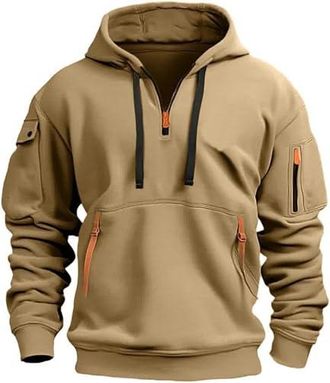 Generic Sweat &agrave; capuche lest&eacute; anti-anxi&eacute;t&eacute; pour homme, coupe ample, ultra doux, avec poches, kaki, M