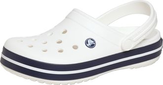 Crocs Unisex Crocband Holzschuh, Wei&szlig;, Wei&szlig;, Marineblau, 36 EU