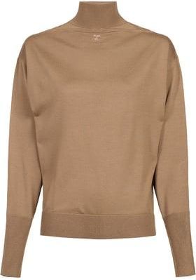 Courr&egrave;ges Pull col montant &agrave; d&eacute;coupe &eacute;paule en laine
