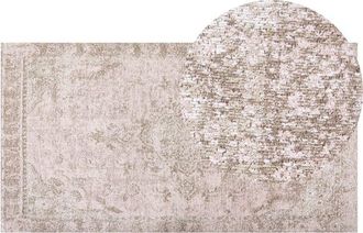 Beliani Beliani - Tapis Rose en Coton 80 x 150 cm à Effet Vieilli Style Oriental pour Chambre Matarim
