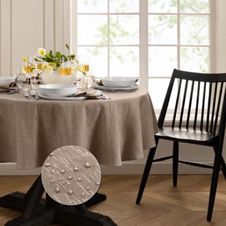 Elrene Home Fashions Continental Tischdecke, massiv, Wasser- und schmutzabweisend, 152 x 213 cm, oval, Taupe