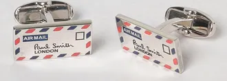 Paul Smith Boutons de manchette Mail rectangulaires en m&eacute;tal chrom&eacute; avec logo