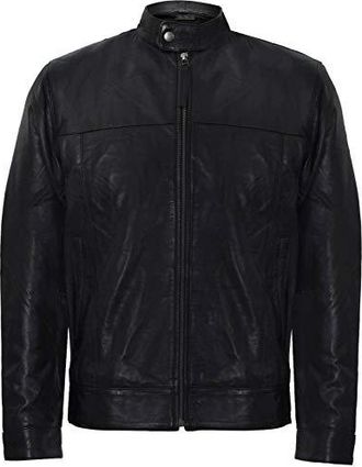 Infinity Leather Veste Harrington Homme Noir Intelligent en Cuir Véritable 4XL