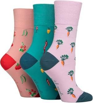 SockShop RHS Royal Horticultural Society Femme Chaussettes - RHS x Gentle Grip &Agrave; motifs, Coton Chaussettes, Cadeau pour les jardiniers, Taille 37-42 3 Paires L