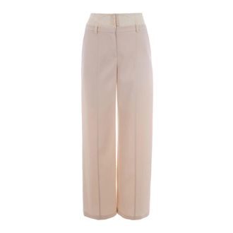 Patrizia Pepe Femme, Pantalons, Beige, Taille: 38 FR Pantalon Palazzo avec Taille en Dentelle