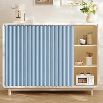 Generic Ma&szlig;gefertigte, Faltbare Schrankvorh&auml;nge mit Gleitschienen f&uuml;r Kleiderschr&auml;nke, B&uuml;cherregale und Lagerschr&auml;nke.-Sky Blue- W160cmxH80cm