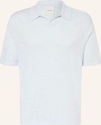 Calvin Klein Strick-Poloshirt Mit Leinen blau