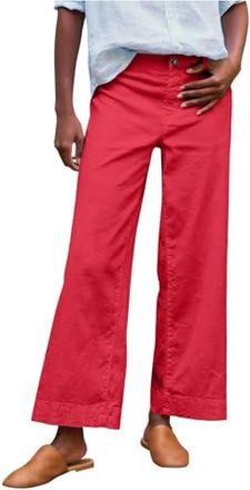 Generic Pantalon de travail pour femme - Taille &eacute;lastique - Poches droites - Couleur unie - Pantalon d&eacute;contract&eacute; - Pantalon long en jersey pour femme, Rouge, 