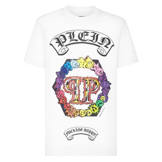 Philipp Plein T-Shirt Rundhals Smile - - Tops - Herren - Wei&szlig; - 2XL