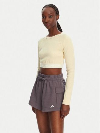 adidas Bluse Ribbed JD0013 Beige Slim Fit