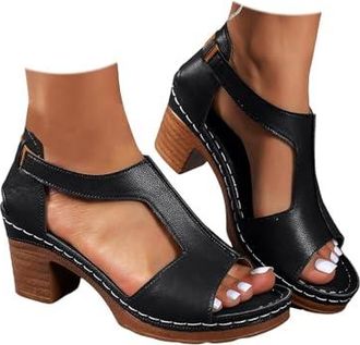 Generic Sandales d&eacute;t&eacute; pour femme 2026, talons hauts &eacute;pais, fleurs avec bouche de poisson, sandales d&eacute;t&eacute; habill&eacute;es d&eacute;contract&eacute;es avec sangle de cheville ajour&eacute;