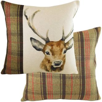 furn. Evans Lichfield Hunter Hirsch-Kissenbezug, Polyester, Mehrfarbig, 43 x 43 cm