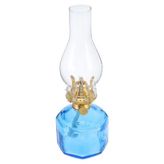 NUOBESTY Vintage &Ouml;llampe aus Glas mit Docht Blau Rustikale Petroleumlampe f&uuml;r Innen Au&szlig;en Tragbare Kammerlampe mit Hellem Licht Heimdekoration Notbeleuchtung