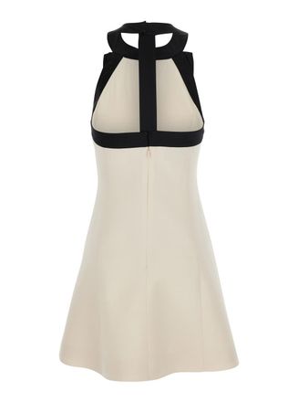 Valentino Womens Mini Sleeveless Dress White Wool-Silk Blend