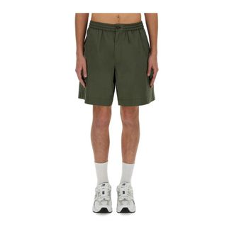 Aspesi Homme, Shorts, Vert, Taille: S Short en serg&eacute; de coton coupe d&eacute;contract&eacute;e