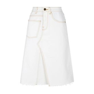 Tory Burch Wei&szlig;er Jeansrock mit Kontrastn&auml;hten - - Skirts - Damen - Wei&szlig; - 3XS