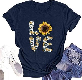 Generic T-shirt imprim&eacute; &agrave; manches courtes et col rond pour la Saint-Valentin 2026, bleu marine, L