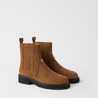 Furla Lug Stiefeletten Cognac H Braun Rauleder Damen