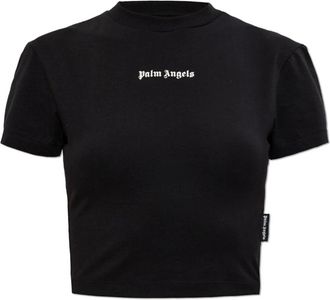 Palm Angels Femme, Tops, Noir, Taille: 42 FR Top court avec logo imprim&eacute;
