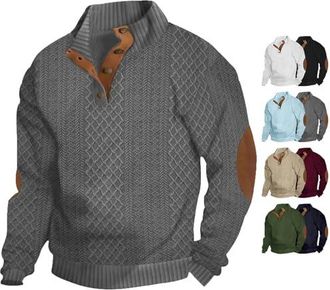 Generic Pull &agrave; manches longues en cachemire pour homme - Style d&eacute;contract&eacute; - Style vintage - Avec coudi&egrave;res, gris, XL