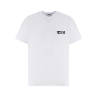 Msgm Herren Wei&szlig;es Optisches Baumwoll-T-Shirt - - Tops - Herren - Wei&szlig; - XL