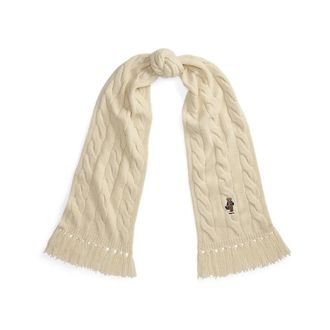 Polo Ralph Lauren &Eacute;charpe en maille torsad&eacute;e Bear - Femme - Accessoires - Beige - Taille: ONE Size