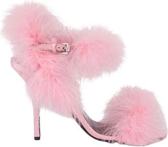 Moschino Femme, Chaussures, Rose, Taille: 41 EU Sandales en satin avec plumes