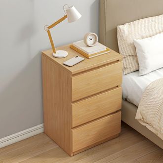 Generic Moderner Nachttisch Aus Holz Mit 3 Schubladen - Kompakter Nachttisch for Schlafzimmer Oder Wohnzimmer (Weiß, 12,5 X 12 X 23)(1 Piece Natural 3 Drawer,