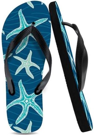 Generic Tongs unisexes pour femme, pantoufles de salle de bain pour femme, tongs d&eacute;t&eacute; l&eacute;g&egrave;res, tongs d&eacute;t&eacute;, cadeau de remerciement, Bleu turquoise &eacute;toiles vagu