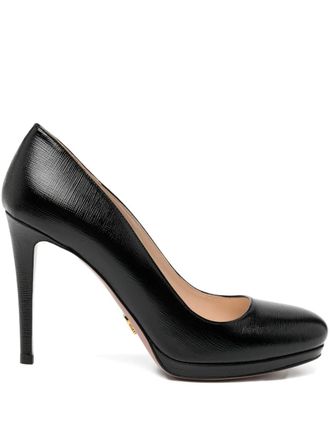Prada escarpins en cuir Saffiano 120 mm - Noir