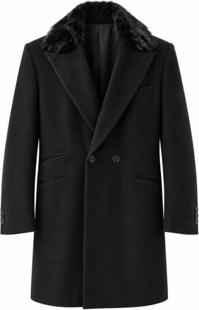 Hogan Manteau crois&eacute; avec col en fourrure - Homme - Manteaux - Noir - Taille: XL
