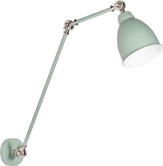 Beliani Wandleuchte Metall helles Gr&uuml;n Schirm Glockenform verstellbarer Arm Mississippi L